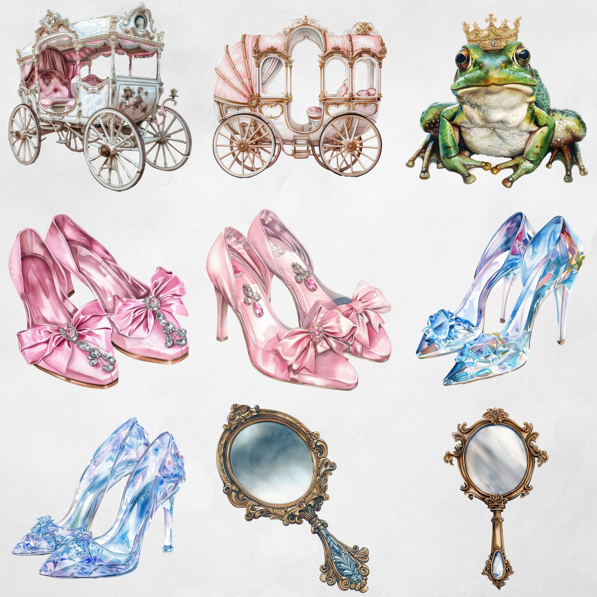 Pink Princess Watercolor Clipart, Fairytale Clipart, Whimsical Princess ...