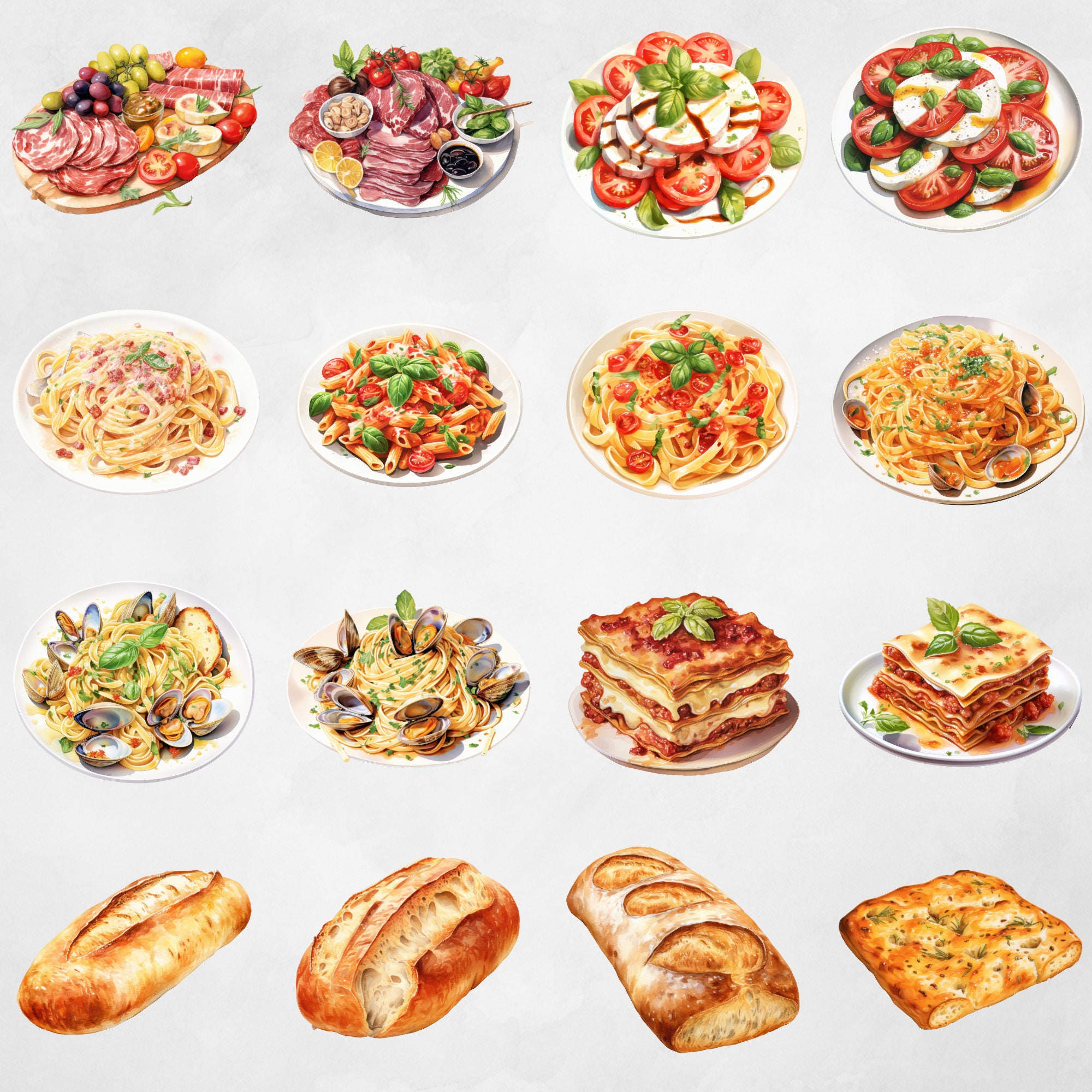 Watercolor Italian Food, Italian Food, Food Clipart, Spaghetti Clipart ...