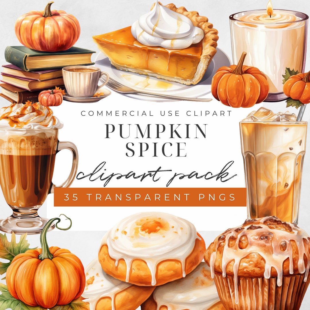 Watercolor Pumpkin Spice Clipart, Pumpkin Spice Latte, Fall Spice Latte ...