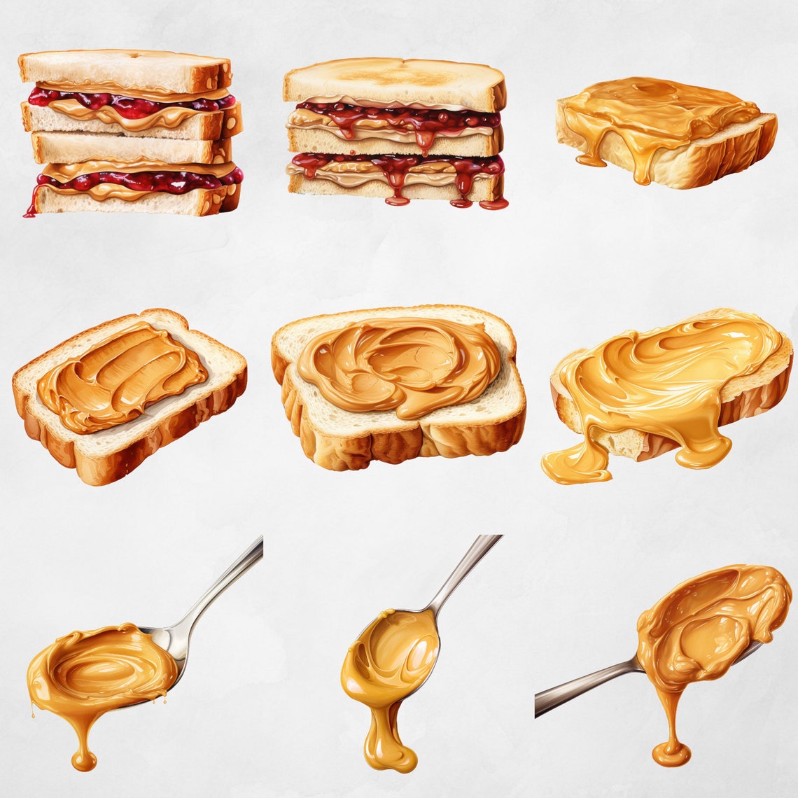 Watercolor Peanut Butter Clipart, Peanut Butter & Jelly, Food Clipart ...