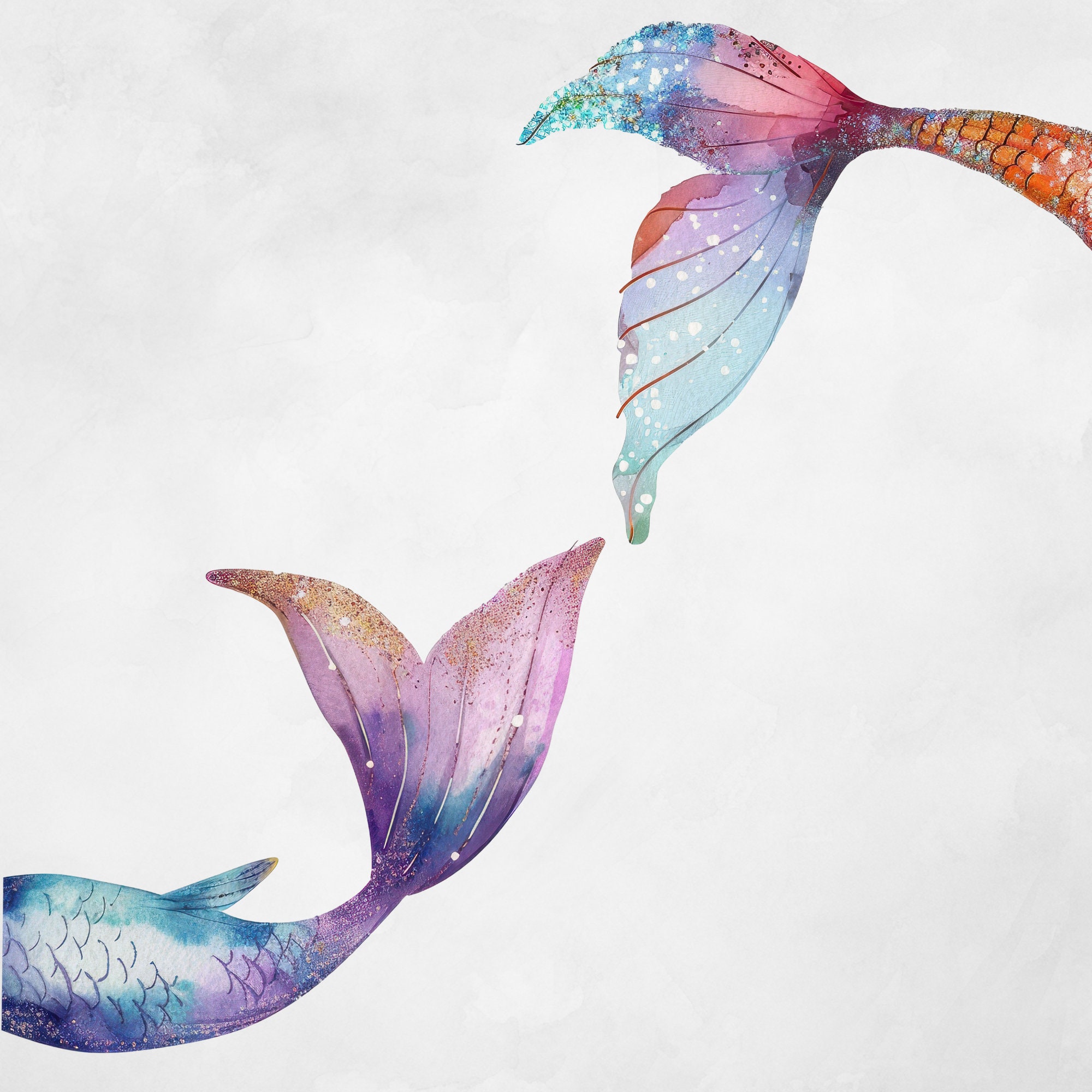 Mermaid Tail Clipart, Glitter Mermaid Clipart, Invitation Clipart ...