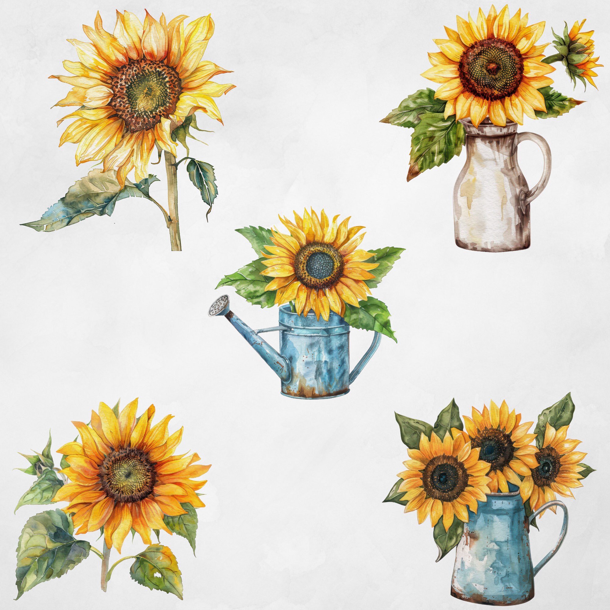 Watercolor Sunflowers Clipart, Fall Flowers, Fall Floral, Floral ...