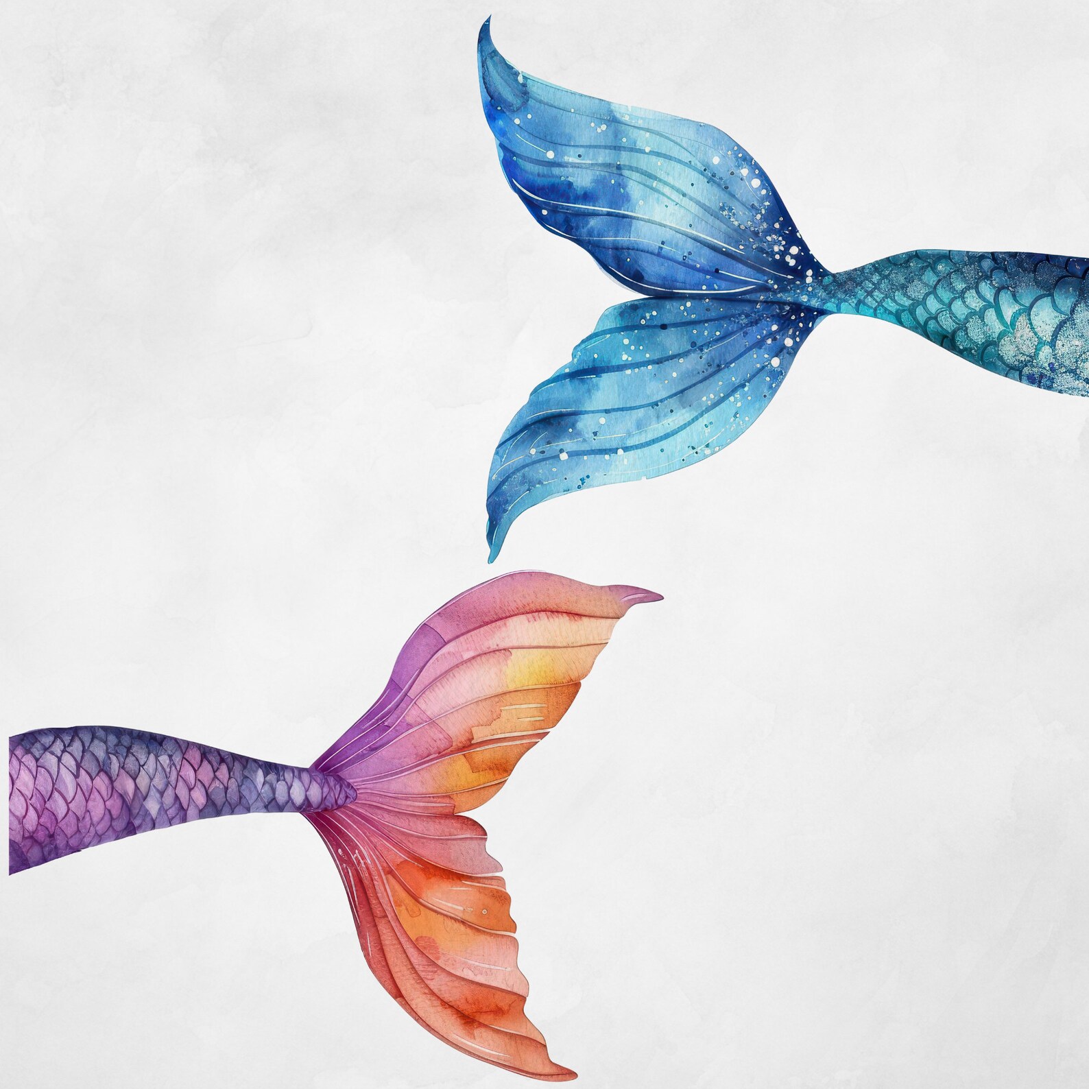 Mermaid Tail Clipart, Glitter Mermaid Clipart, Invitation Clipart ...