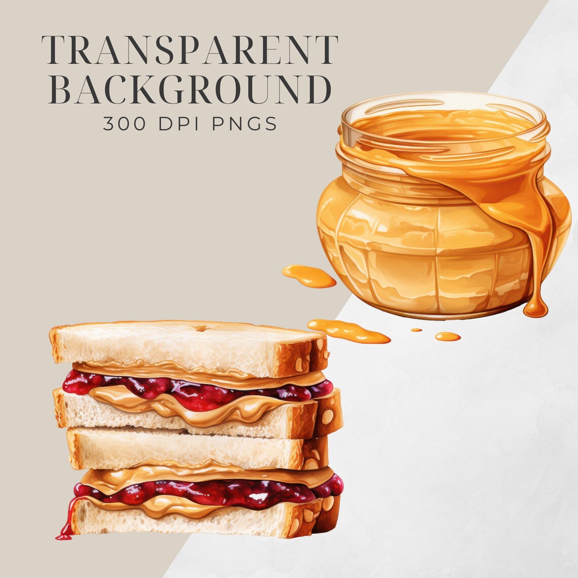 Watercolor Peanut Butter Clipart, Peanut Butter & Jelly, Food Clipart ...