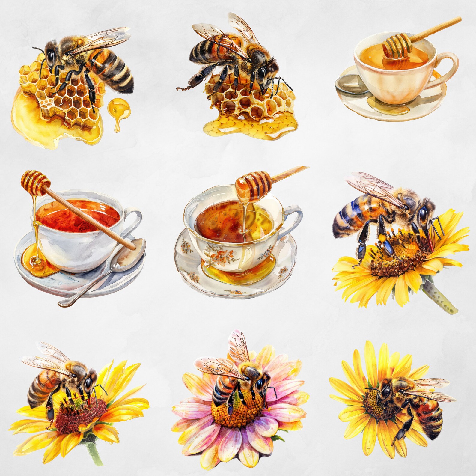 Watercolor Honey Bee Clipart, Spring Garden Bee, Bee Clipart, Bee ...