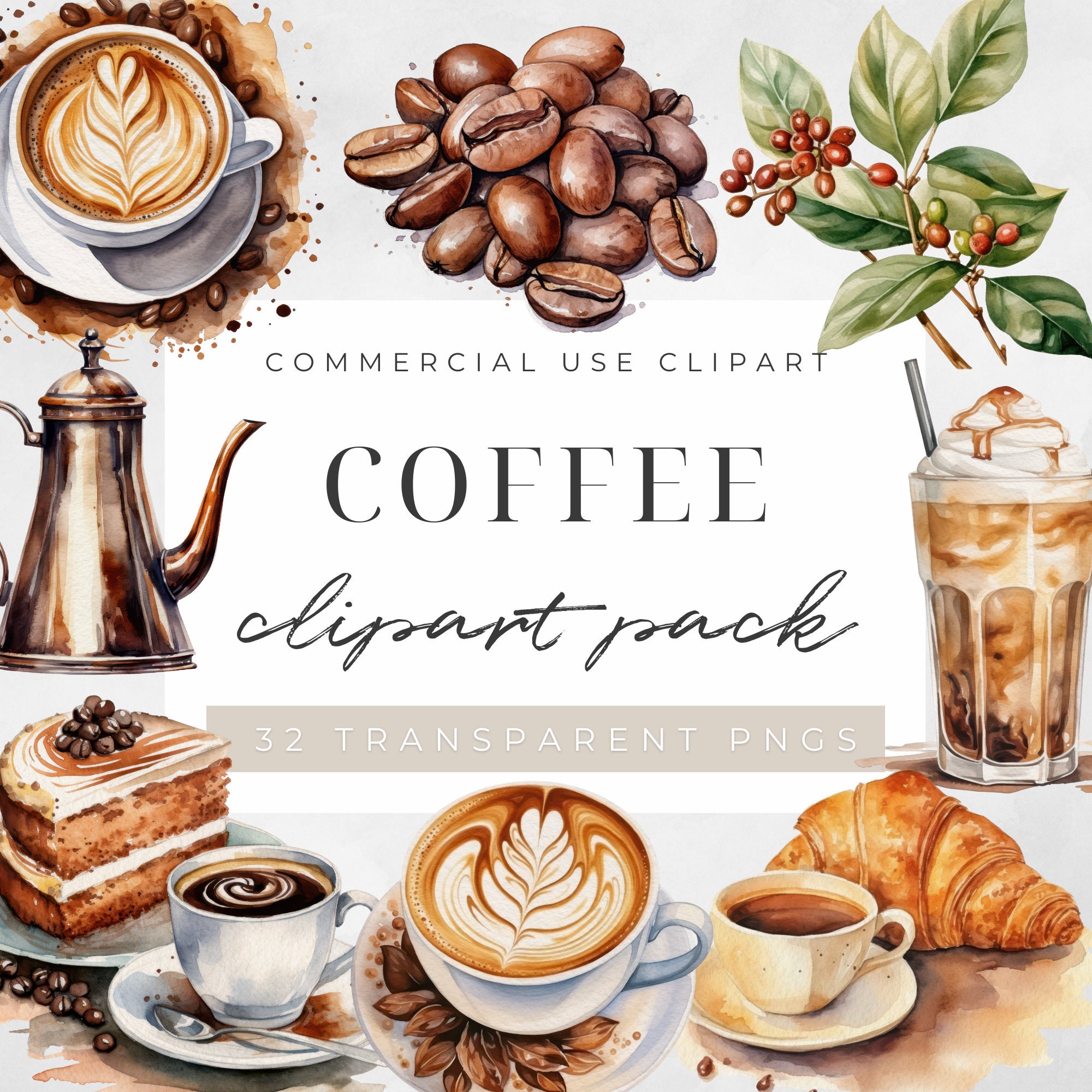 Watercolor Coffee Lover Clipart, Coffee Cup Clipart, Barista, Coffee ...