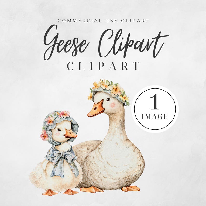 Goose Clipart Watercolor, Cute Farm Animals Digital Download, Whimsical ...
