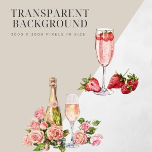 Pink Watercolor Champagne Glass Clipart, Party Clipart, Celebration ...