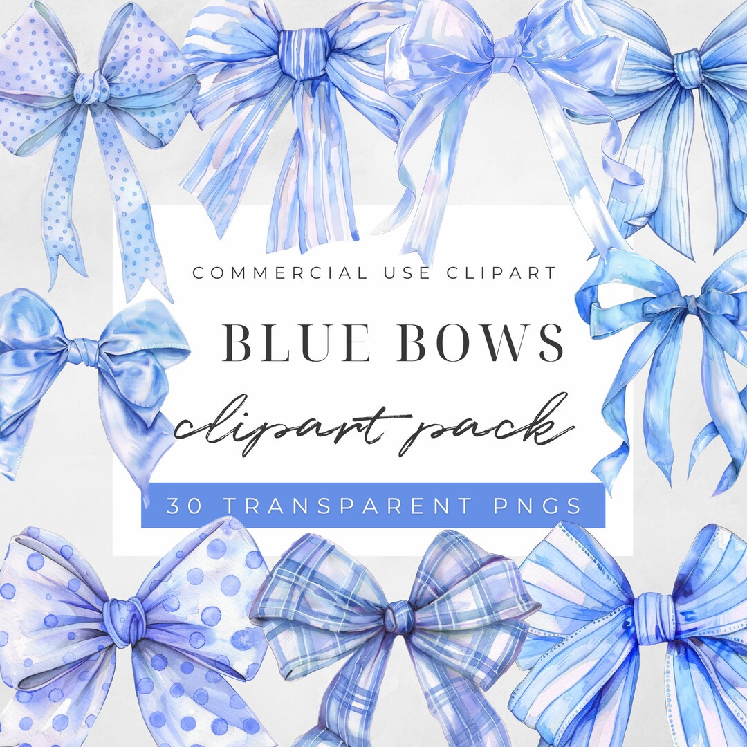 Watercolor Blue Bow Clipart, Watercolor Blue Bow Png, Ribbon Clipart ...