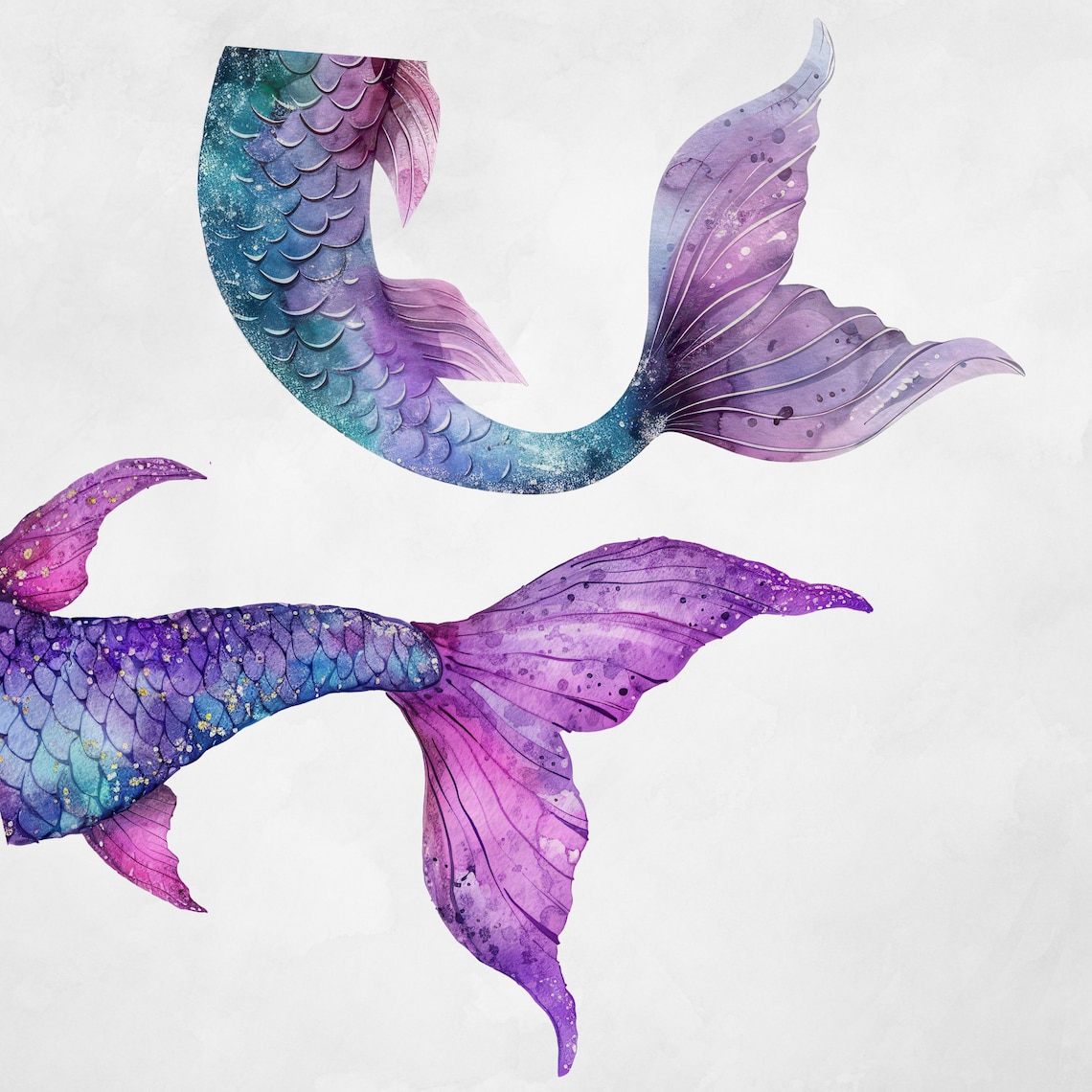 Mermaid Tail Clipart, Glitter Mermaid Clipart, Invitation Clipart ...