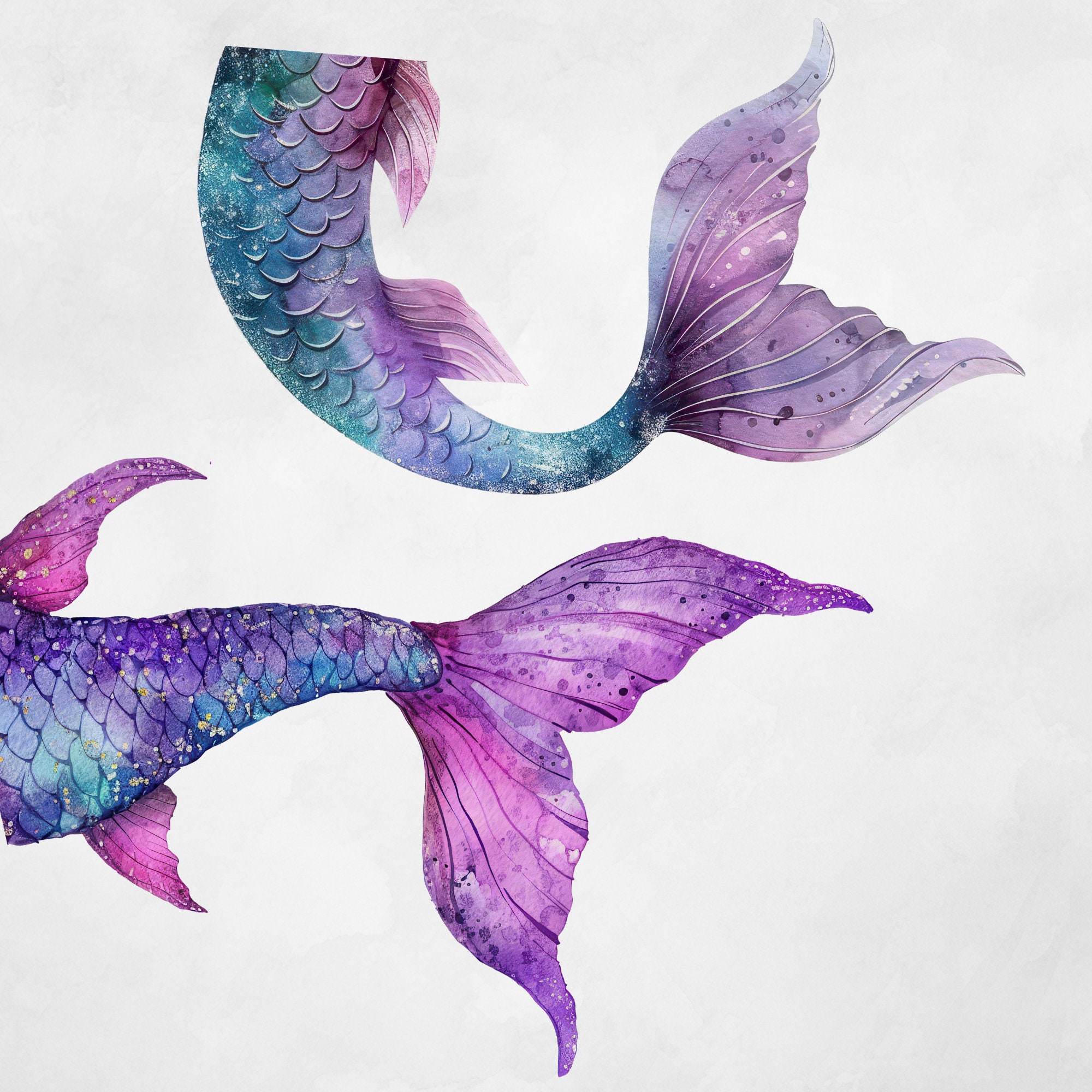 Mermaid Tail Clipart, Glitter Mermaid Clipart, Invitation Clipart ...