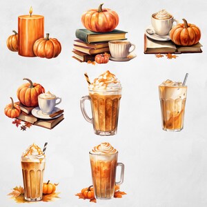 Watercolor Pumpkin Spice Clipart, Pumpkin Spice Latte, Fall Spice Latte ...