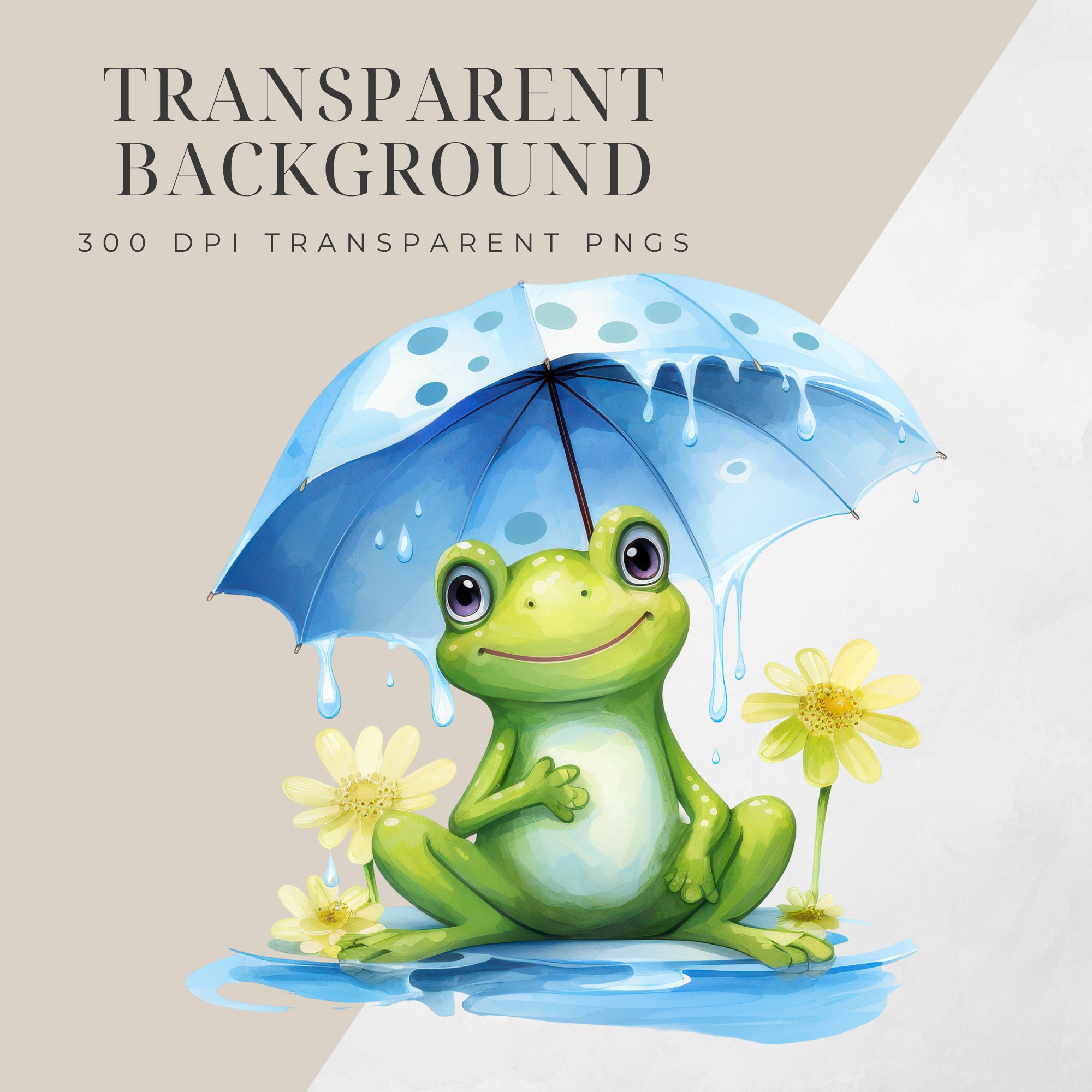 Watercolor Frog With an Umbrella Clipart, SINGLE IMAGE. Frog Clipart ...