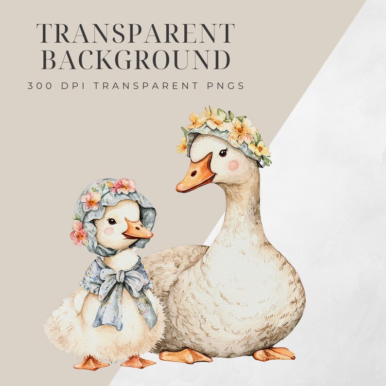 Goose Clipart Watercolor, Cute Farm Animals Digital Download, Whimsical ...