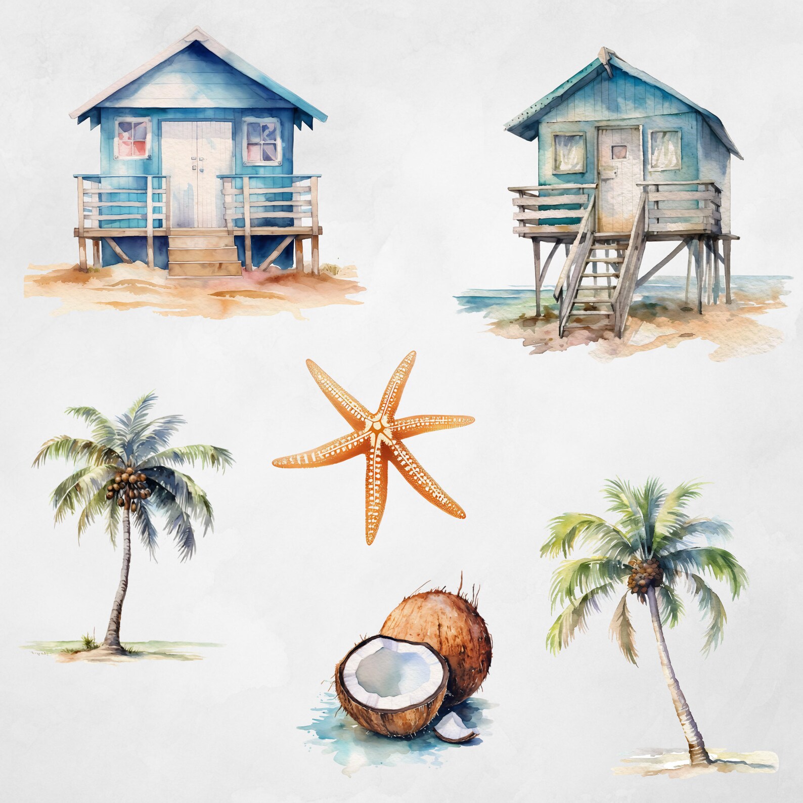Summer Beach Illustrations, Watercolor Clipart, Beach Chair and ...