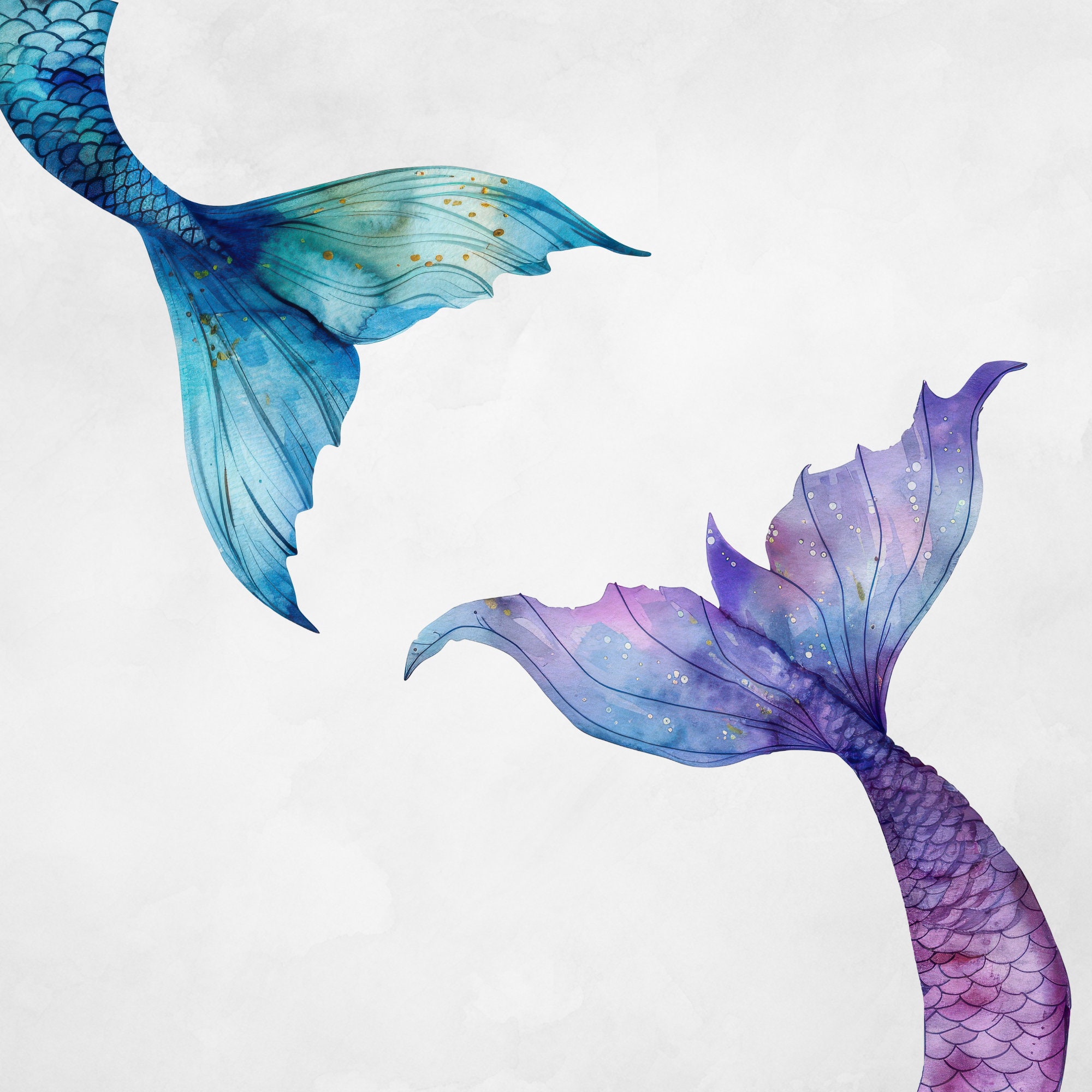 Mermaid Tail Clipart, Glitter Mermaid Clipart, Invitation Clipart ...