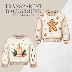 Watercolor Christmas Sweater Clipart, Cute Cozy Winter Watercolor, Fall ...