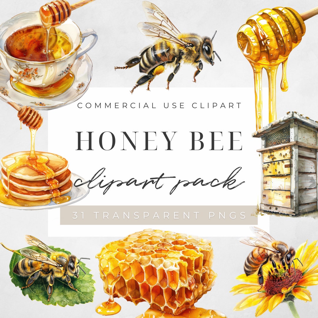 Watercolor Honey Bee Clipart, Spring Garden Bee, Bee Clipart, Bee ...