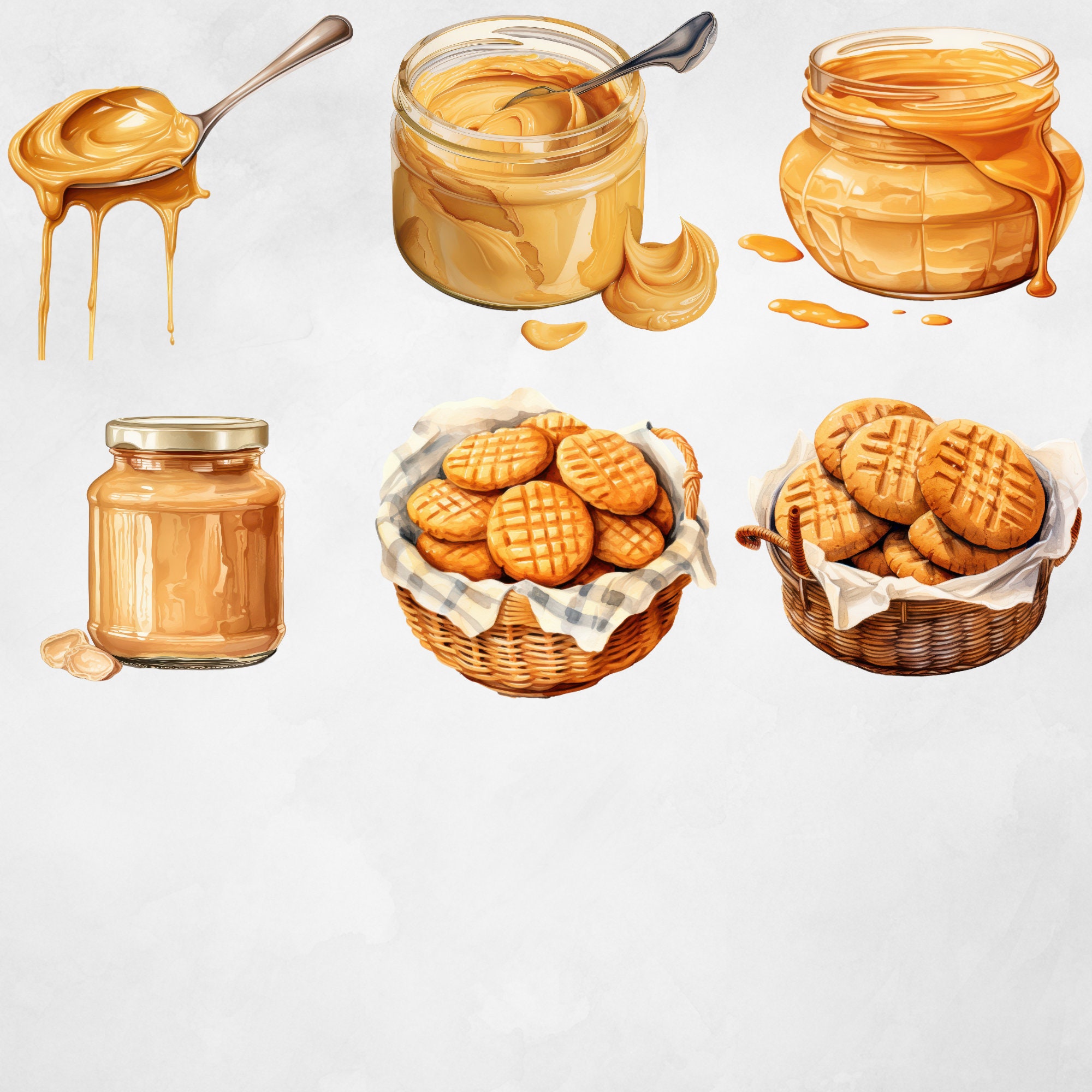 Watercolor Peanut Butter Clipart, Peanut Butter & Jelly, Food Clipart ...