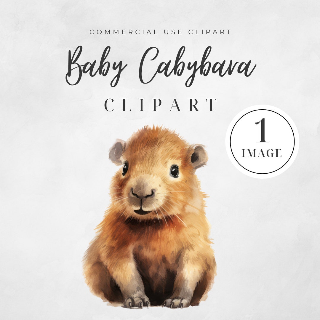 Watercolor Cute Baby Capybara Clipart, SINGLE IMAGE, Cute Capybara Png ...