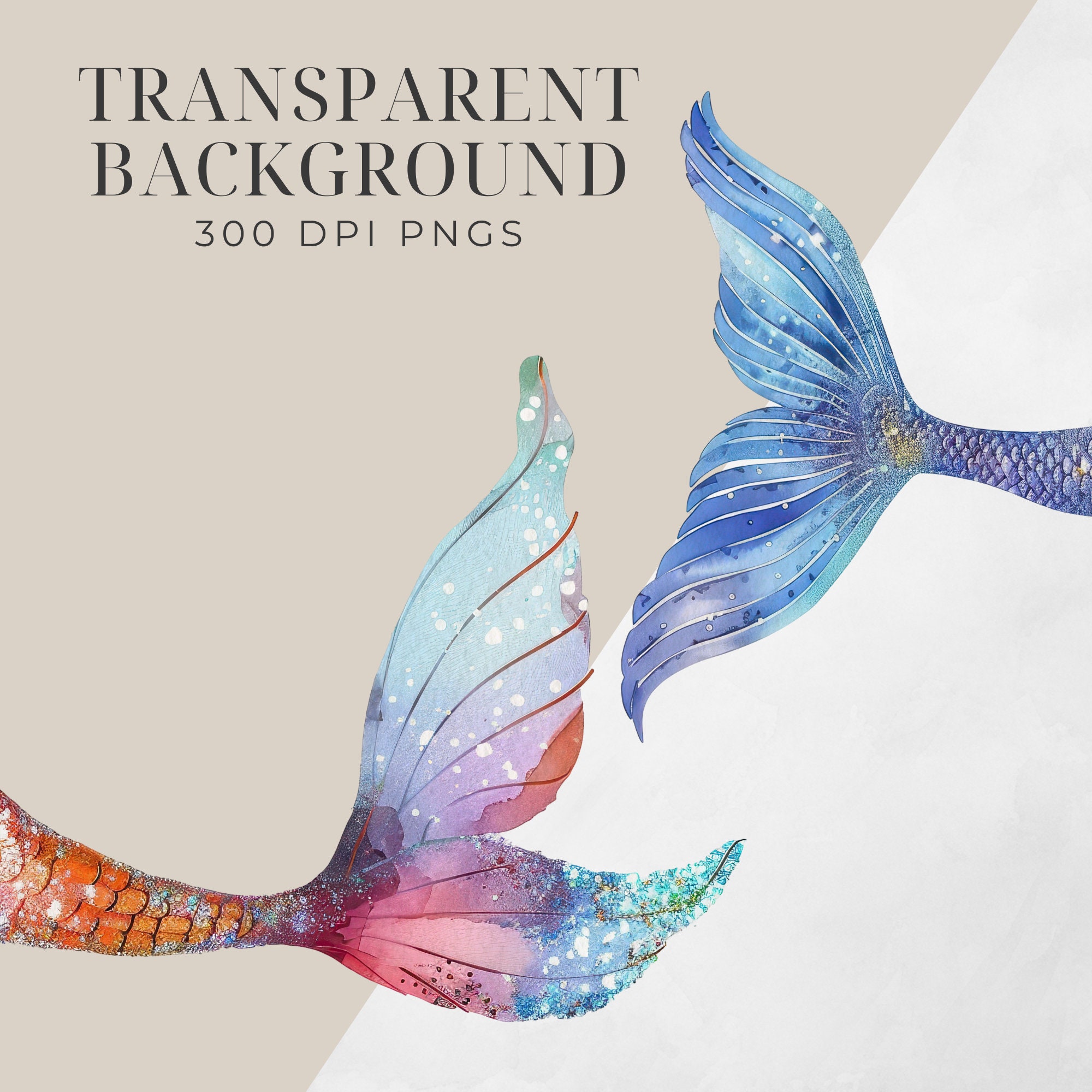 Mermaid Tail Clipart, Glitter Mermaid Clipart, Invitation Clipart ...