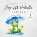 Watercolor Frog With an Umbrella Clipart, SINGLE IMAGE. Frog Clipart ...