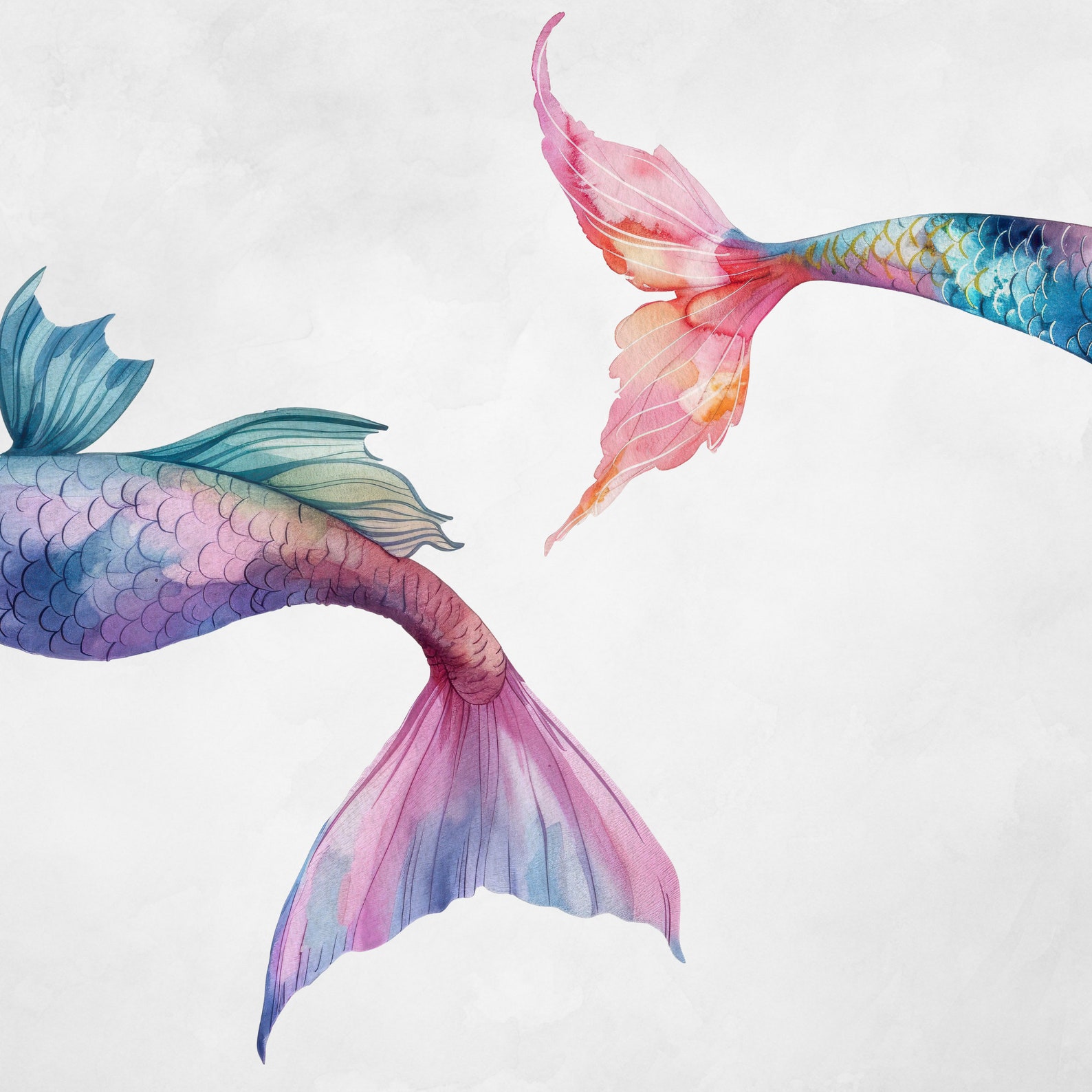 Mermaid Tail Clipart, Glitter Mermaid Clipart, Invitation Clipart ...