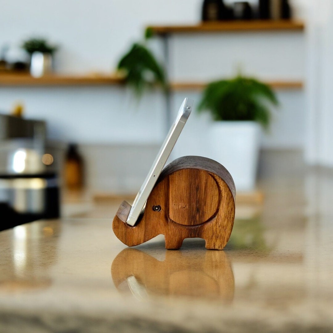 Handmade Wooden Elephant Phone Holder / Stand Gifts for Her Gifts for ...