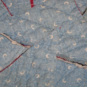Old Blue Calico Quilt Scrap | Antique Blue Calico Quilt Scrap | Vintage ...