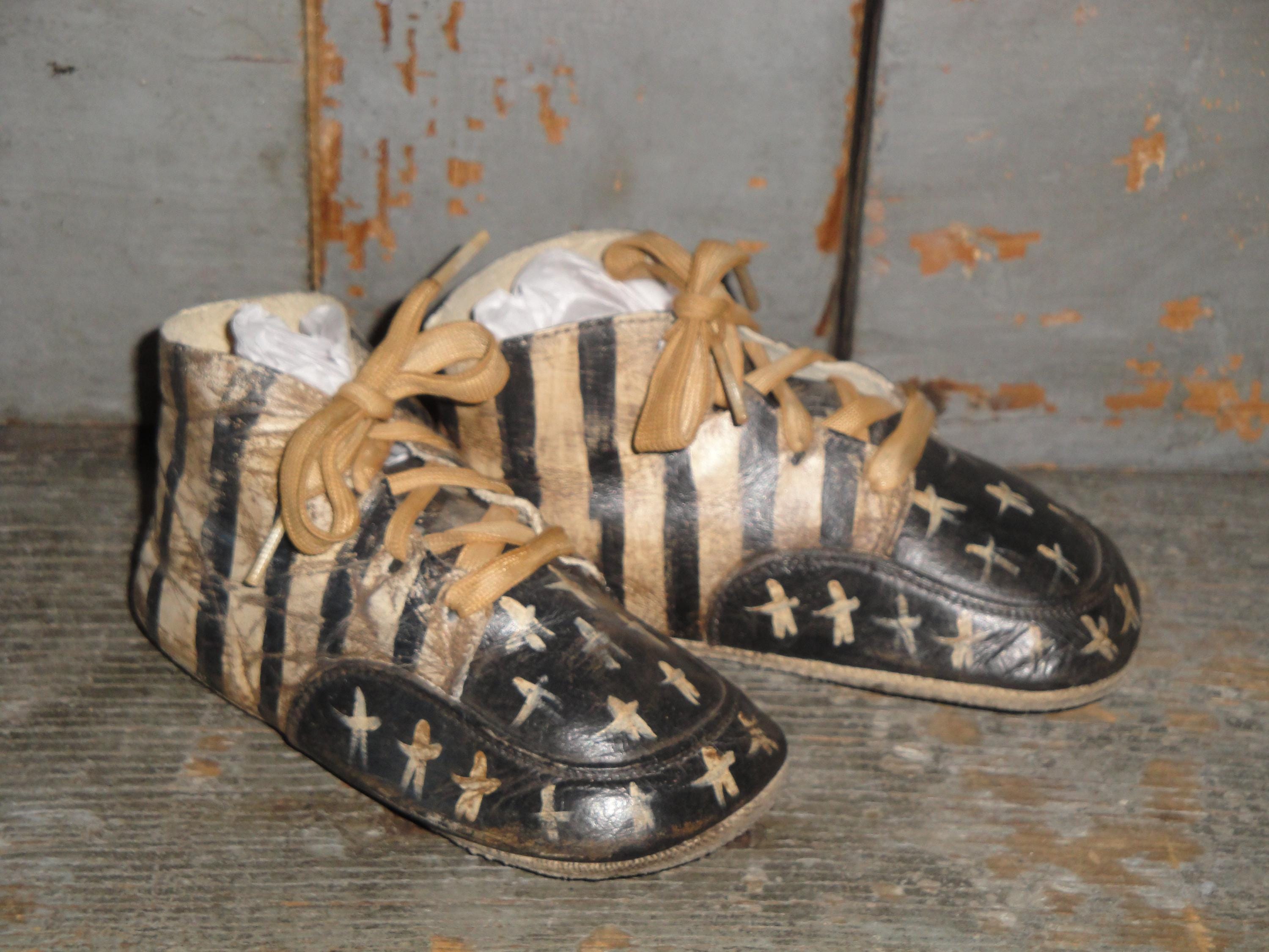 Primitive Painted Americana Hard Sole Toddler Shoes | Repurposed Old ...