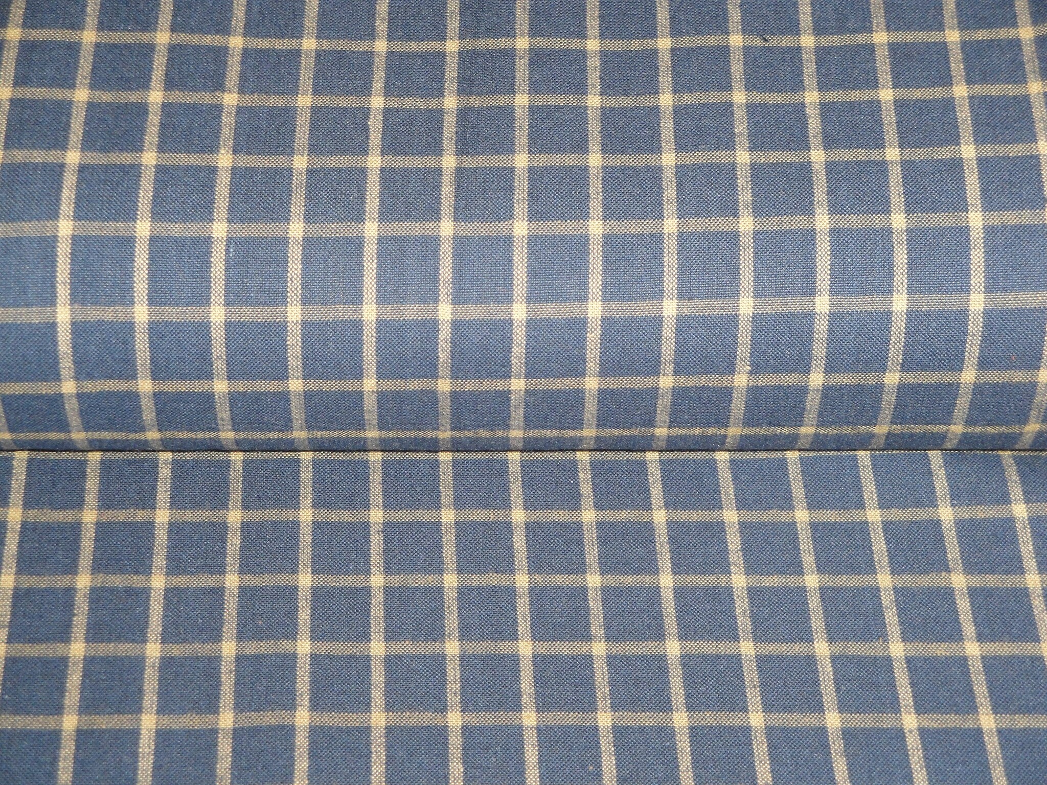 Navy Blue And Tea Dye Woven Window Pane Plaid Homespun Fabric | Etsy