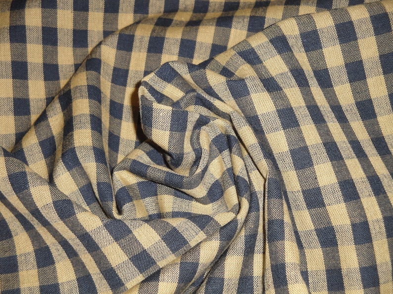 Large Check Navy Blue and Tea Dye Primitive Woven Cotton - Etsy