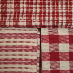 Red & Cream Primitive Woven Cotton Homespun Fabric HALF YARD Bundle of ...