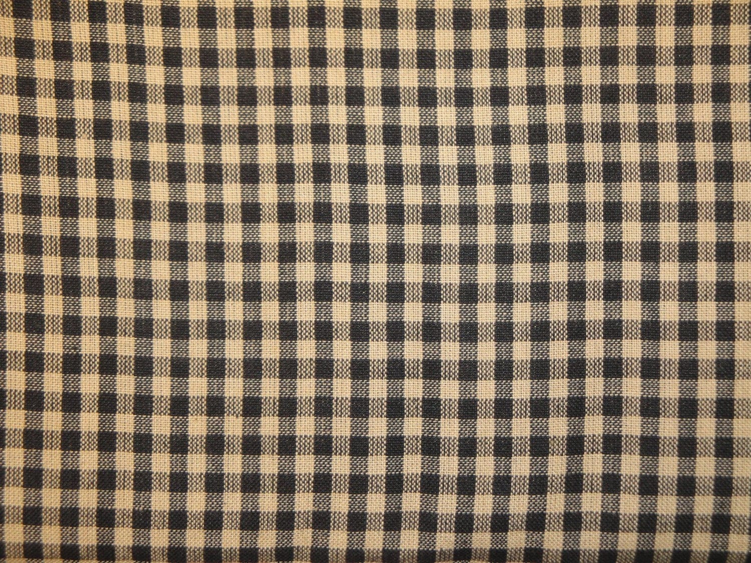 Homespun Material Black and Tan Medium Check Fabric | Primitive Rag ...