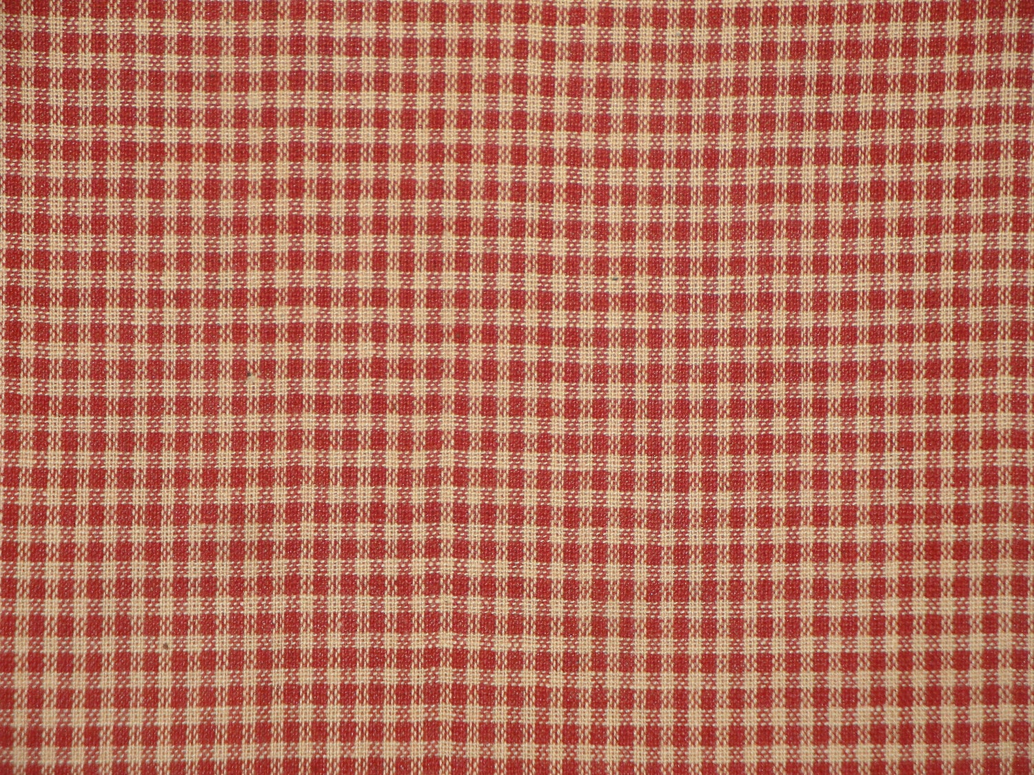 Red and Natural Tan Small Check Fabric Primitive Red Check - Etsy