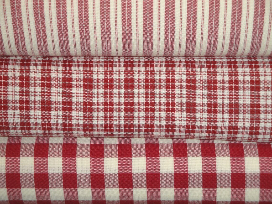 Red & Cream Primitive Woven Cotton Homespun Fabric HALF YARD - Etsy
