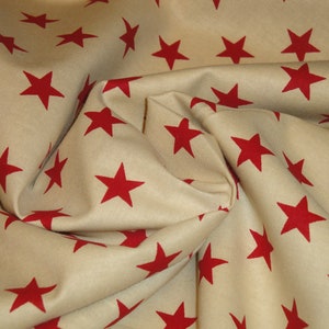 Cotton Star Fabric FAT QUARTER | Tan and Red Star Fabric | Quilt Home ...
