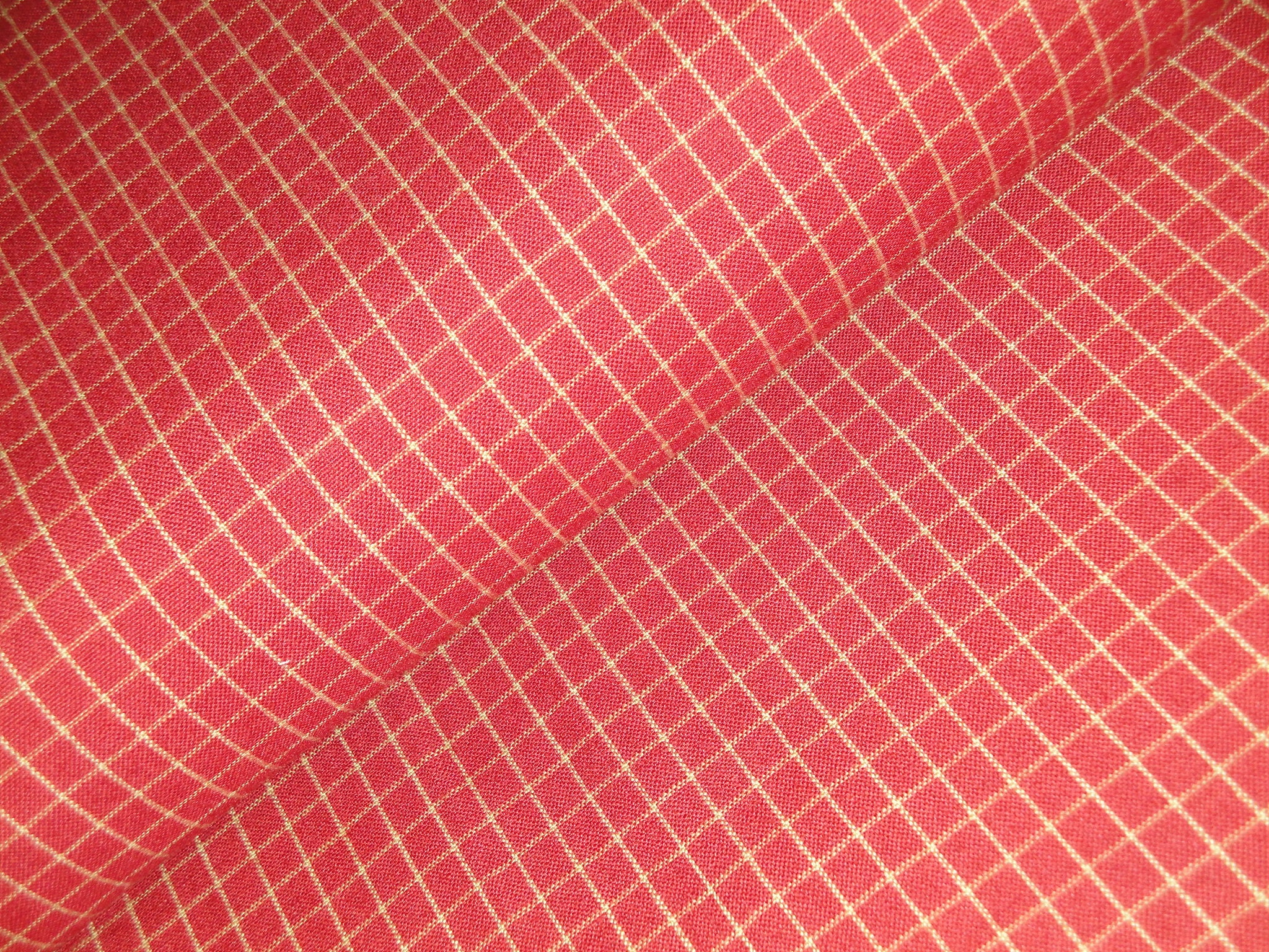 Red and Tea Dye Woven Small Window Pane Plaid Cotton Homespun | Etsy