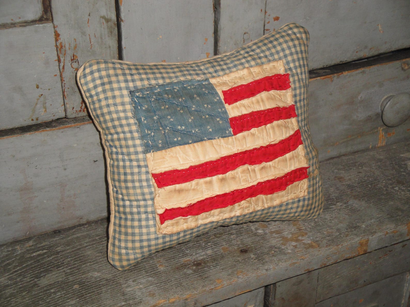 Old Antique Vintage Quilt Repurposed Primitive Tattered Aged ...