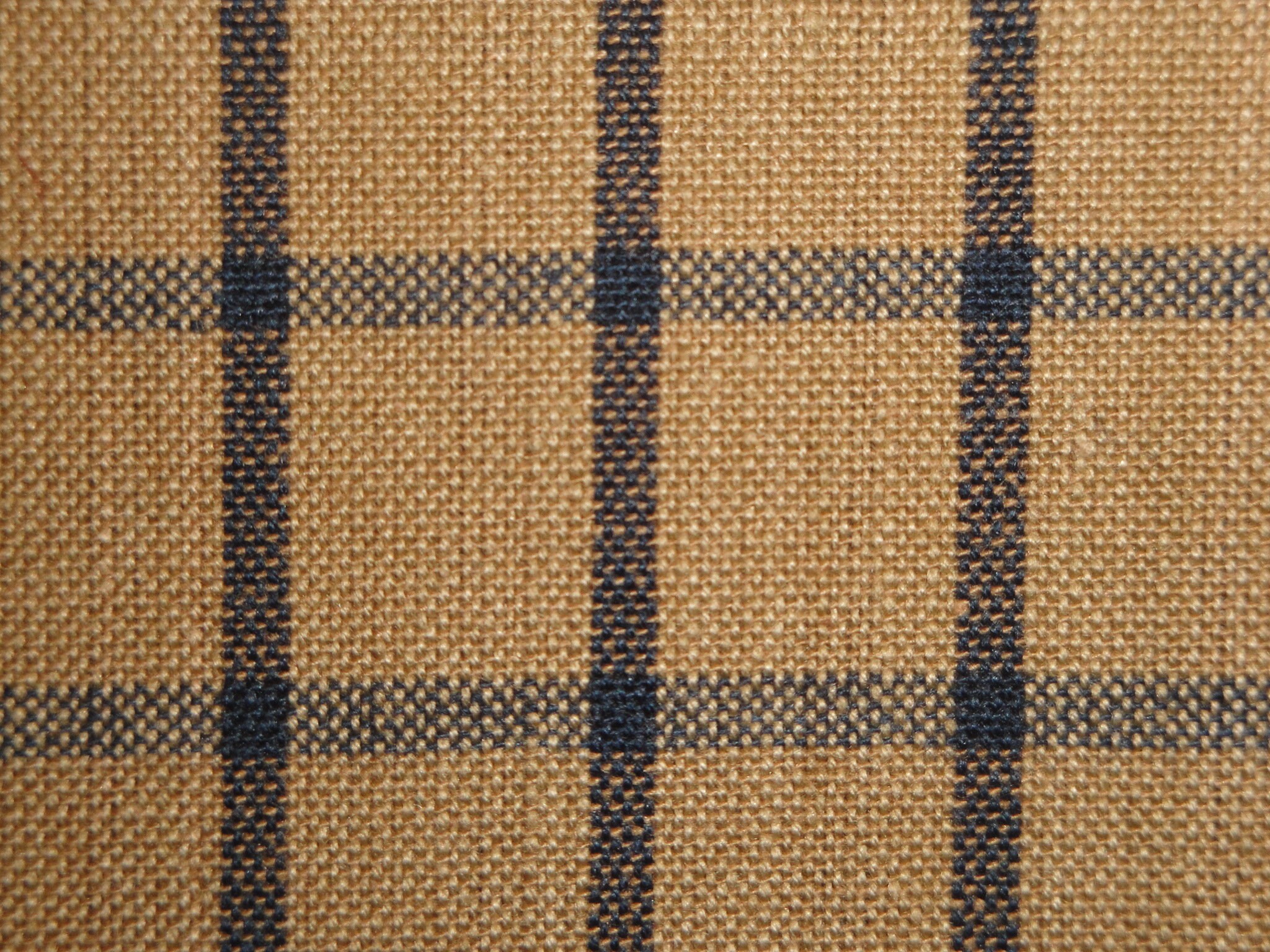 Tea Dye And Navy Blue Woven Window Pane Plaid Homespun Fabric | Etsy