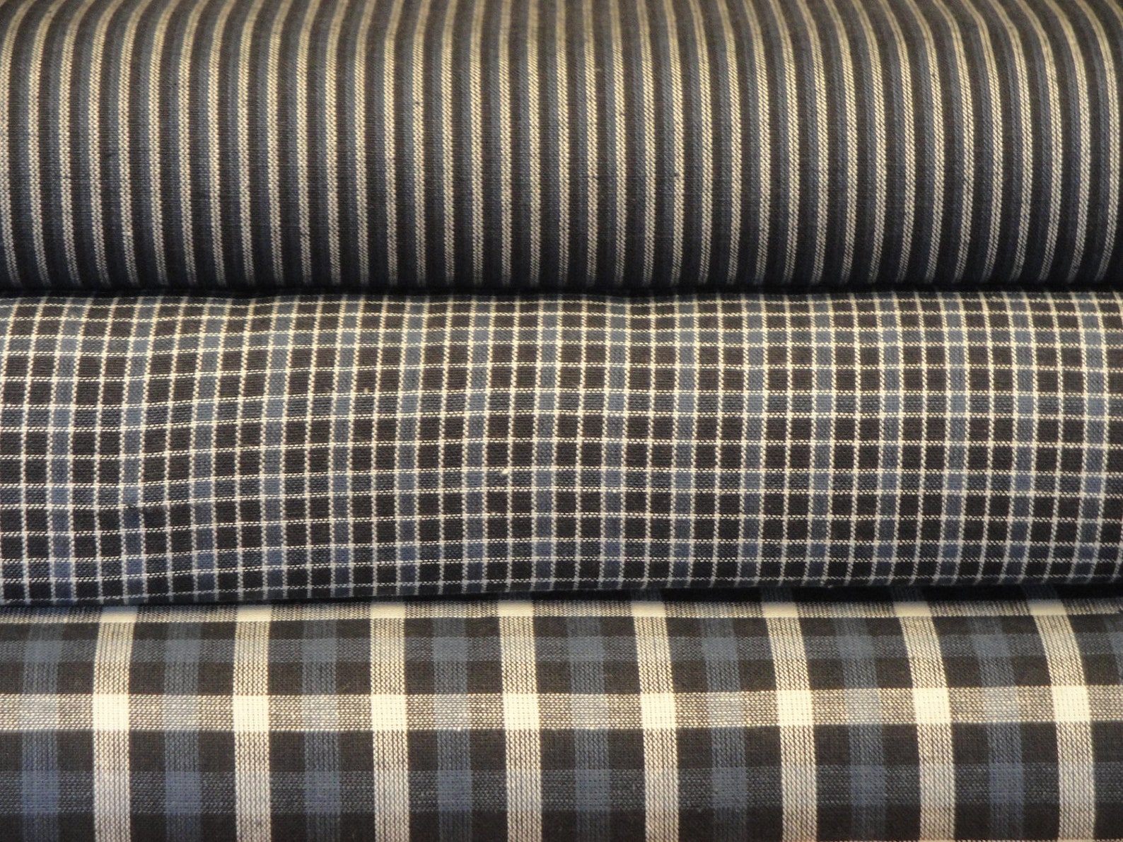 Blue Check Homespun Material | Woven Cotton Rag Quilt Sewing Apparel ...