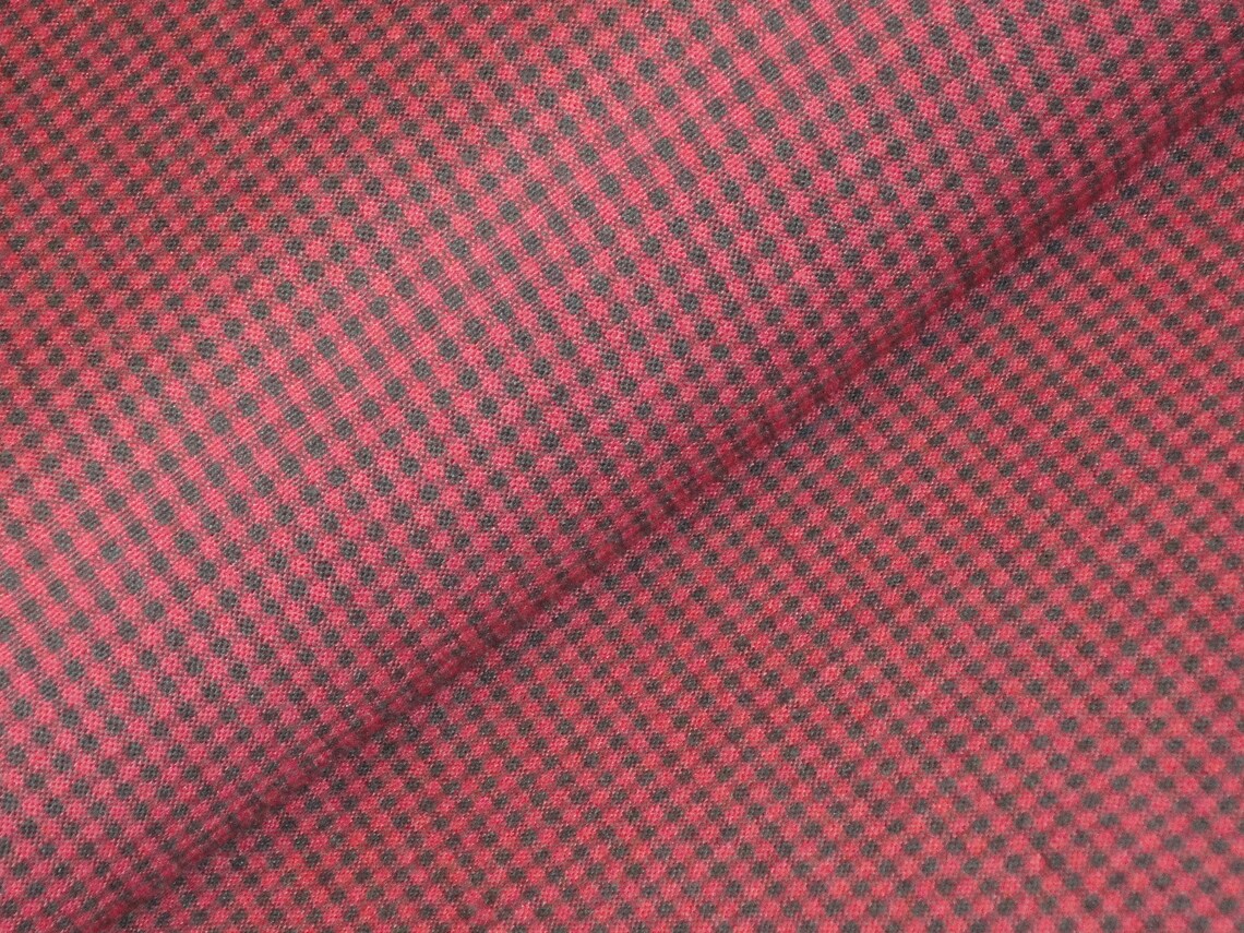 Wine and Black Small Check Fabric Woven Cotton Homespun | Etsy