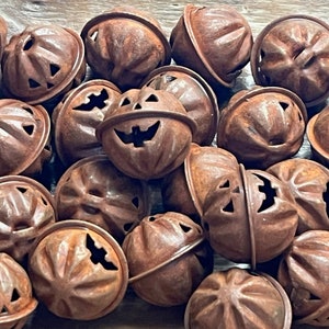 Primitive Rustic Fall *MINI* Rusty Metal Pumpkins Bells SMALL Jack O ...