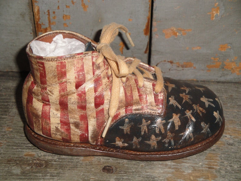 Primitive Painted Americana Hard Sole Toddler Shoes | Repurposed Old ...