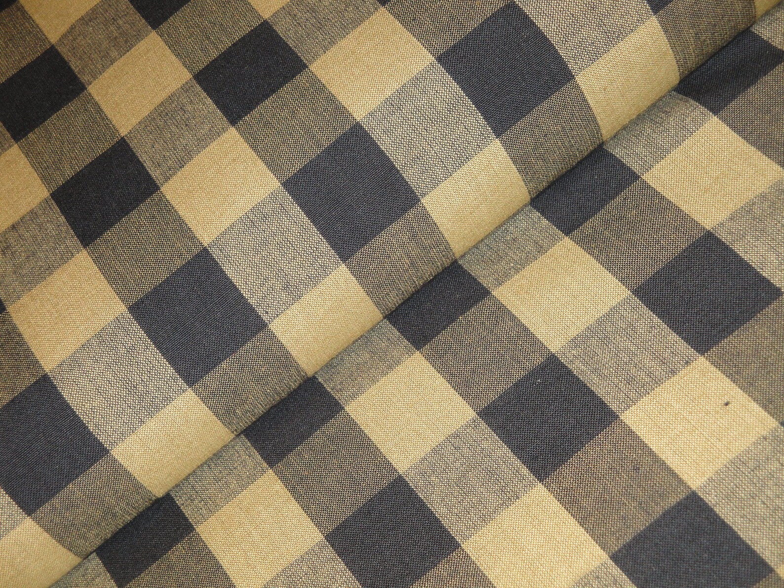 Buffalo Check Fabric Black and Tea Dye Buffalo Check Cotton Homespun ...