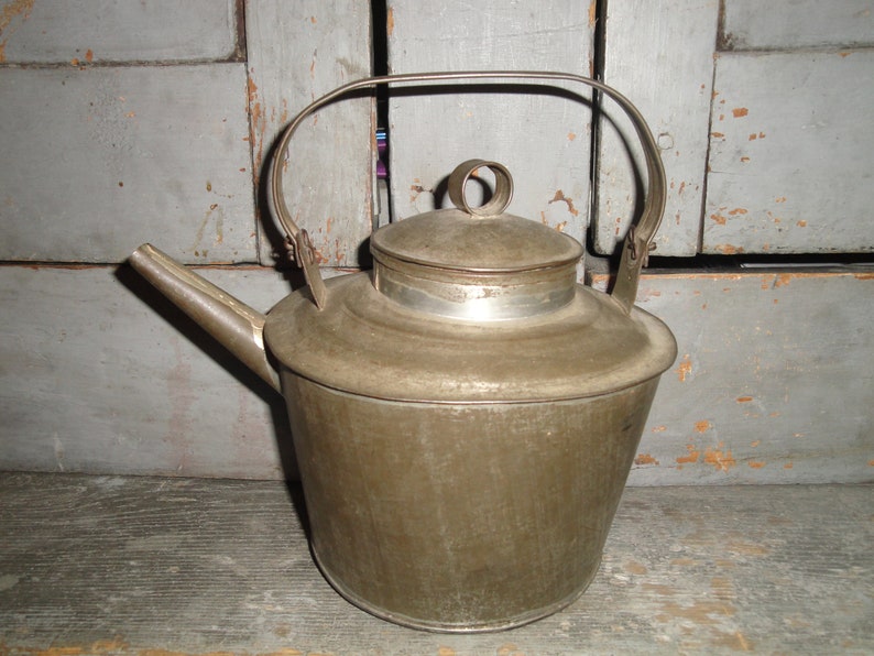 Vintage Old Antique Primitive Pieced Tin Tea Pot With Folding - Etsy