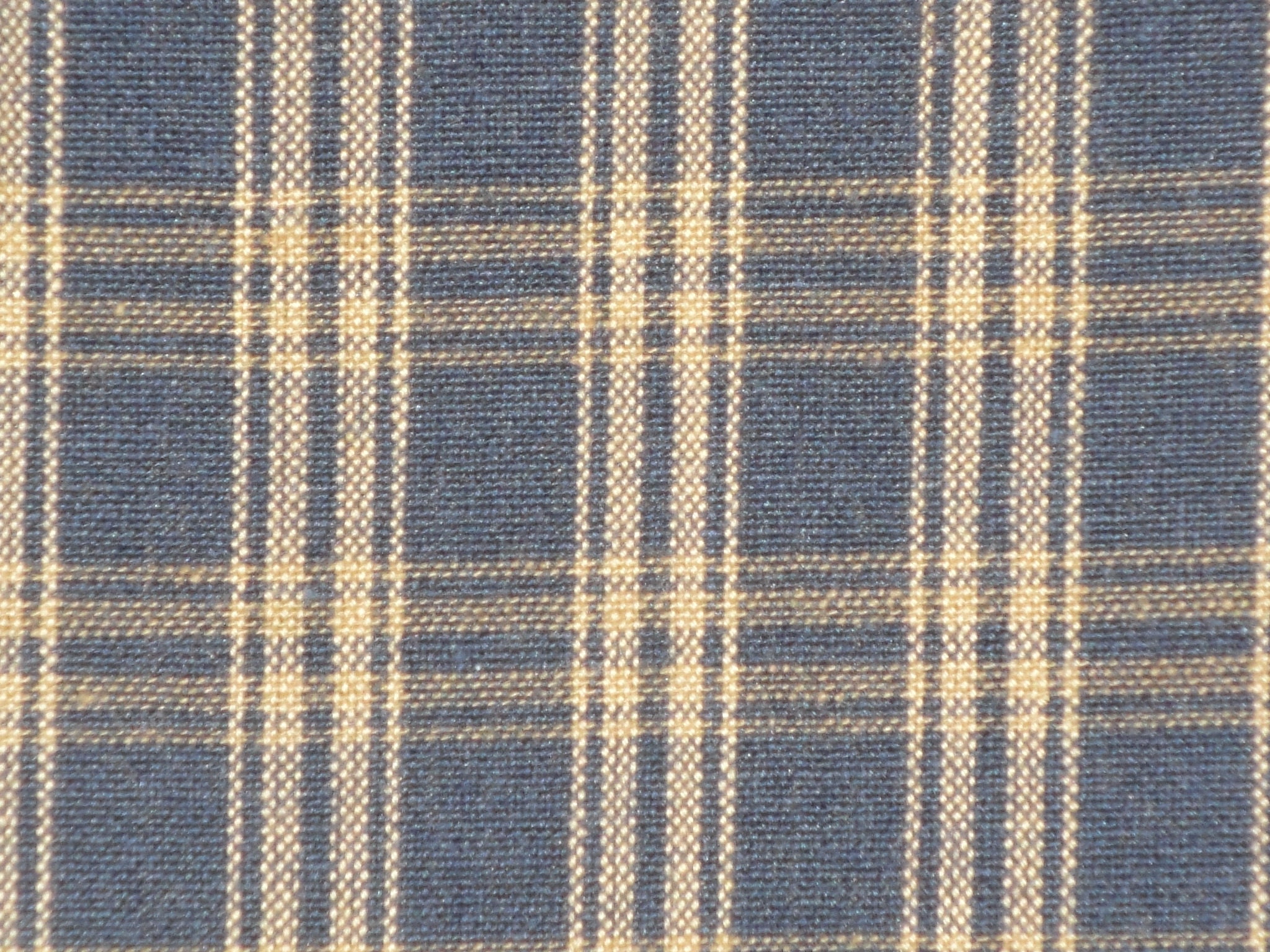 Navy Blue and Tea Dye Catawba Plaid Woven Cotton Homespun Fabric ...