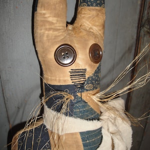 Old Vintage Antique Aged Repurposed Blue Quilt Bunny Rabbit | Primitive ...