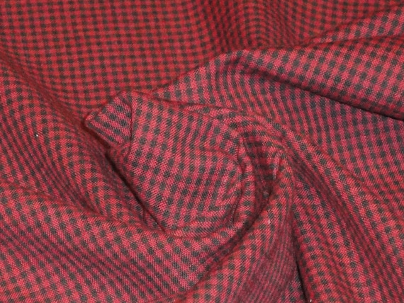 Wine and Black Small Check Fabric Woven Cotton Homespun | Etsy