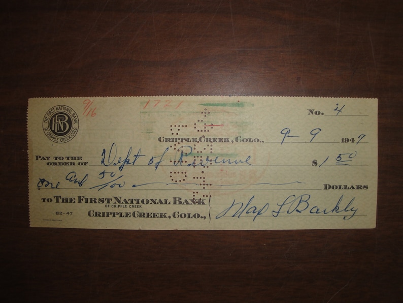 12 Old Vintage Antique Canceled Bank Checks From Cripple Creek | Etsy
